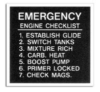 Emergency Engine Checklist Placard | Aircraft Spruce