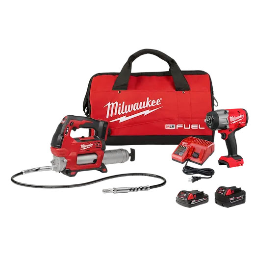 Milwaukee M18 FUEL™ 1/2 HTIW w/ Friction Ring & Grease Gun Combo Kit ...