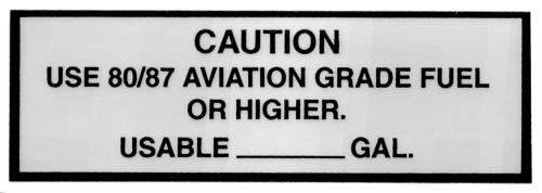 Caution Use 80/87 Avgas Placard | Aircraft Spruce