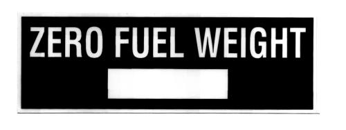 Zero Fuel Weight Placard | Aircraft Spruce
