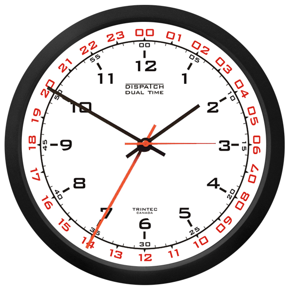 Dispatch Dual Time-Solid Color Wall Clock | Aircraft Spruce