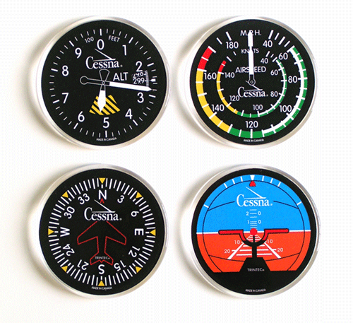 Trintec Cessna Round Acrylic Coasters - Set Of 4 | Aircraft Spruce