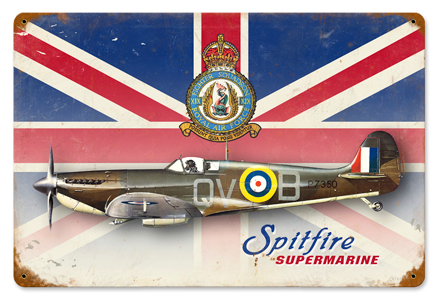 Spitfire Union Jack Vintage Metal Sign | Aircraft Spruce