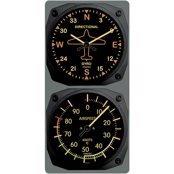 Vintage Directional Gyro Clock/Airspeed Indicator Fahrenheit ...