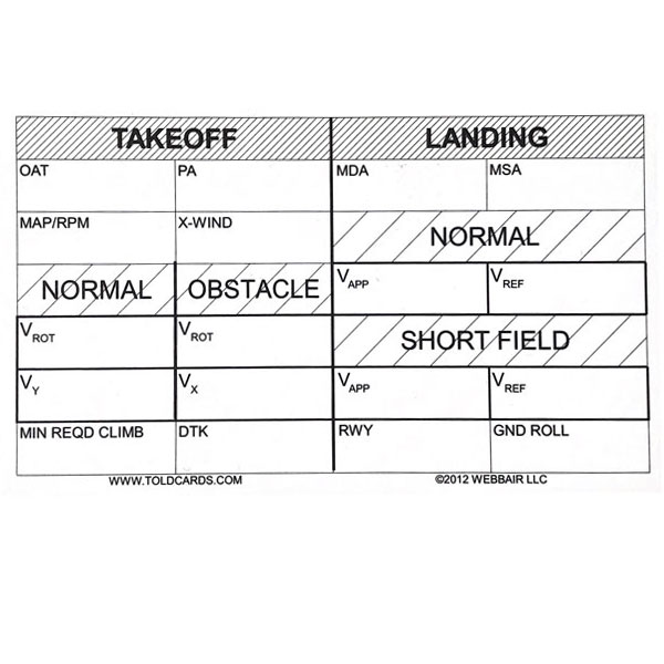Told Card Single Engine VFR | Aircraft Spruce
