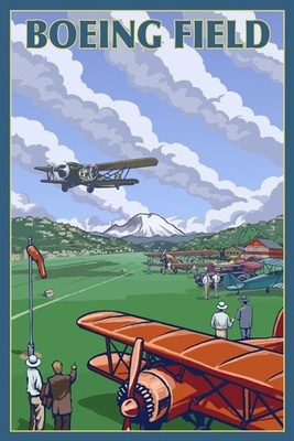 Boeing Field - Seattle Wa - Lantern Press Original Postcard | Aircraft ...