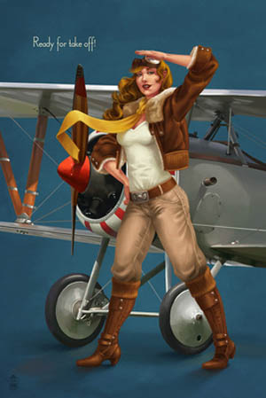 Pinup Girl Aviator - Ready For Take Off Postcard | Aircraft Spruce