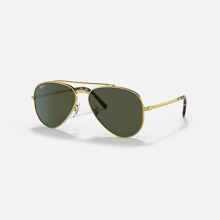 Ray-Ban New Aviator Sunglasses Gold / Green 62mm | Aircraft Spruce