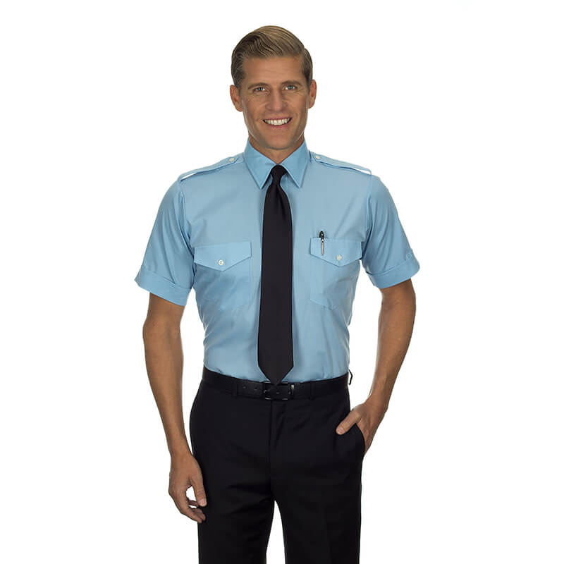 Aviator Pilot Shirts Men Blue Short Sleeve | Aircraft Spruce