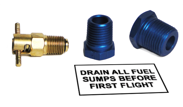 Piper Wing Tank Fuel Drain Kit - Flush Drain | Aircraft Spruce