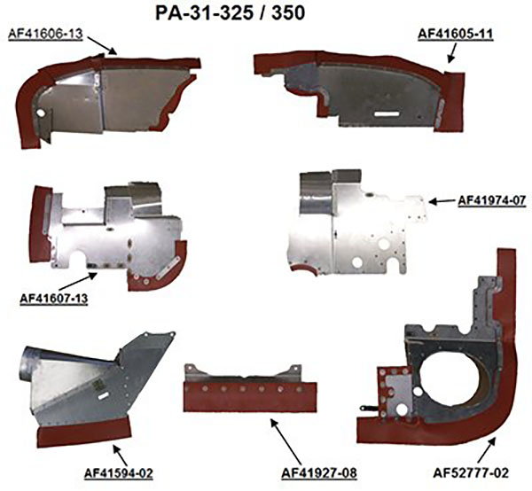 Piper PA31-325 / 350 Baffle Kit, Bare, Black Seals | Aircraft Spruce