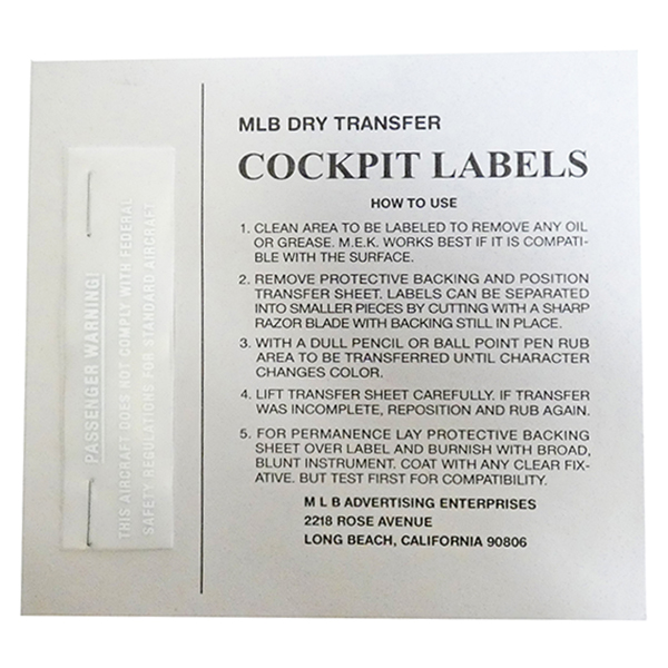 Passenger Warning Placard - Vinyl | Aircraft Spruce