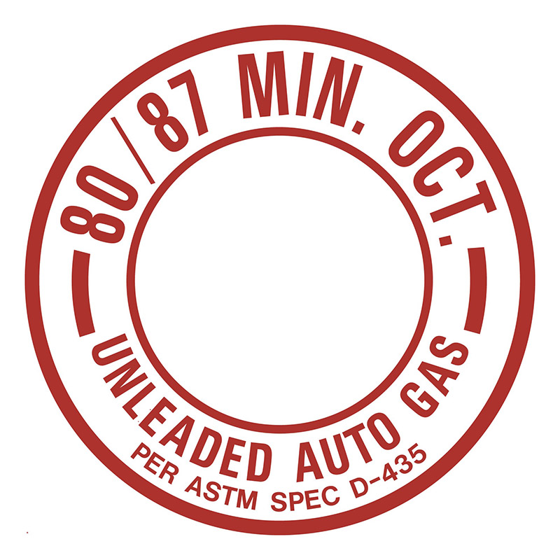 80/87 Min Octane Fuel Placard | Aircraft Spruce