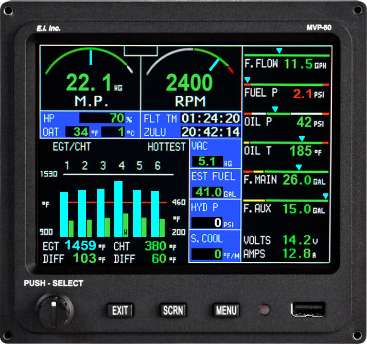 EI MVP-50P Non-Certified Engine Monitor | Aircraft Spruce