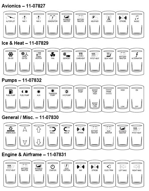 Aviation Icons backlit with LEDs More than 50 icons Only one cutout ...