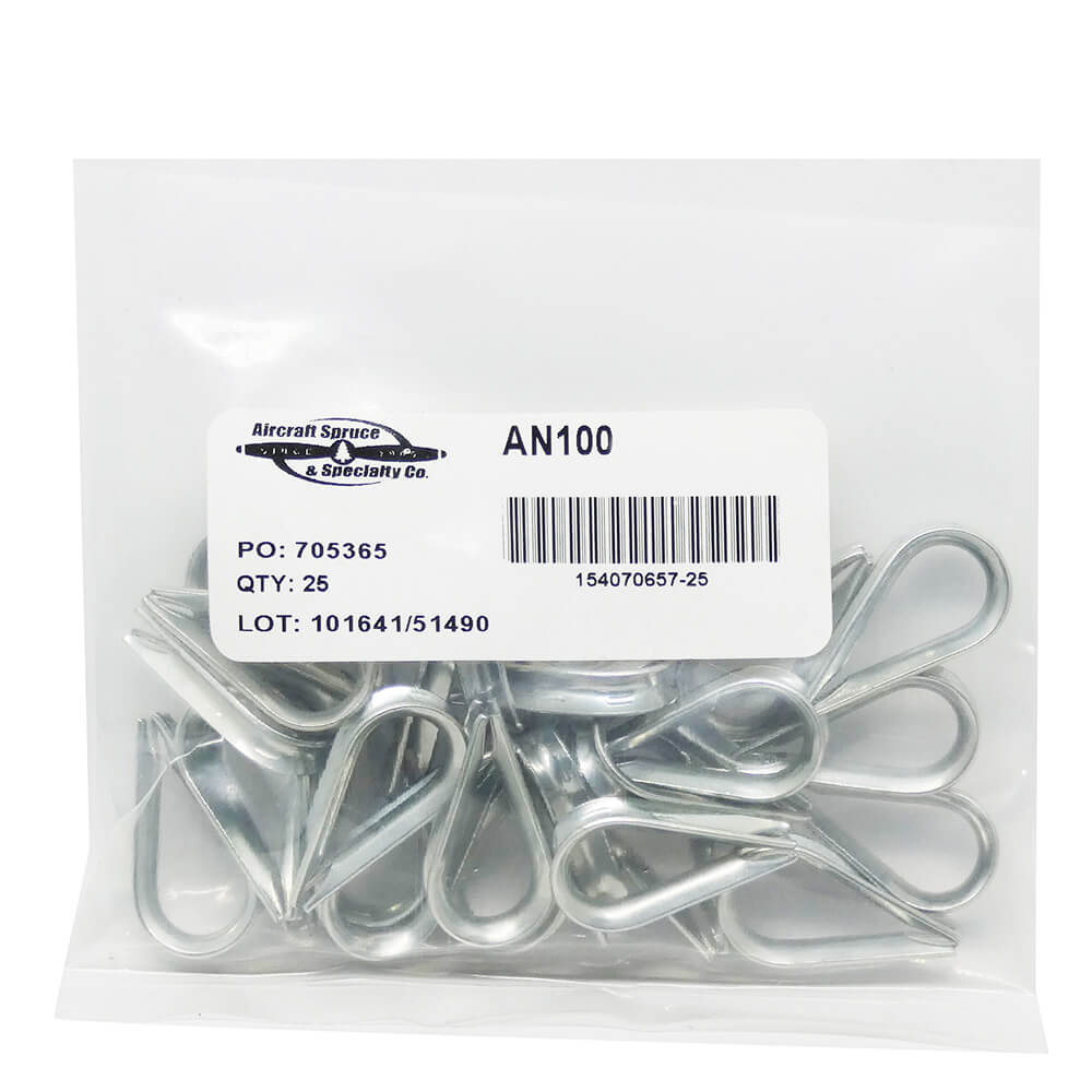 Cable Thimbles AN100-4 (Pack Of 25) | Aircraft Spruce