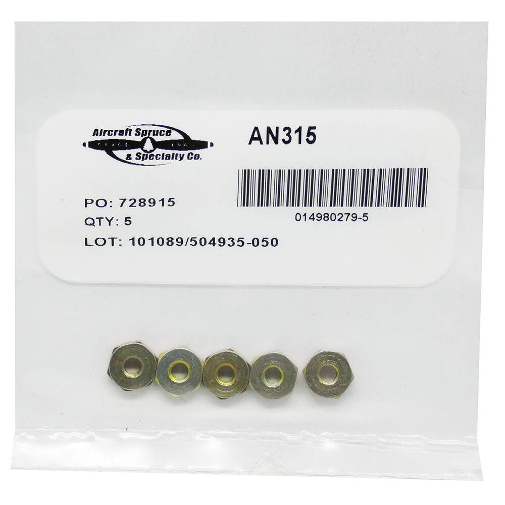 Nut, Full Hex AN315-6L (Pack Of 5) | Aircraft Spruce
