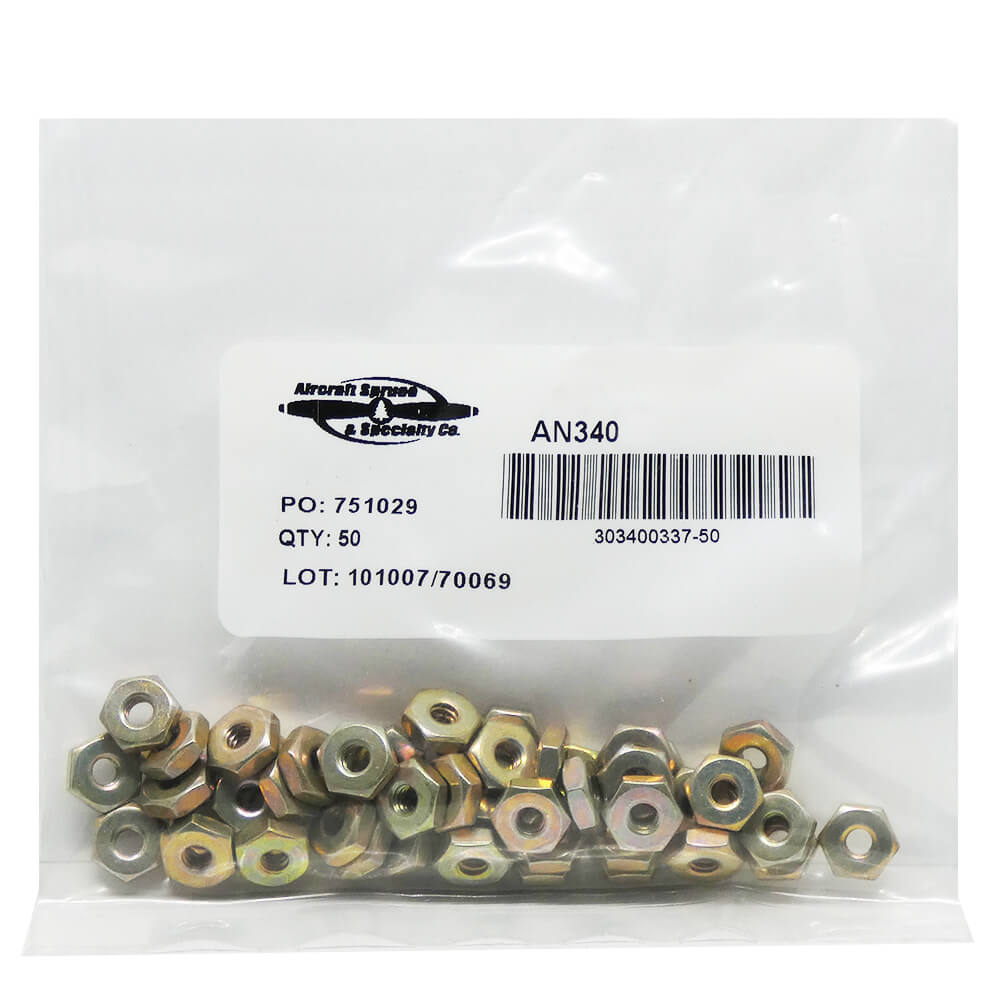 Hex Nut AN340-6 MS35649-262 (Pack Of 50) | Aircraft Spruce