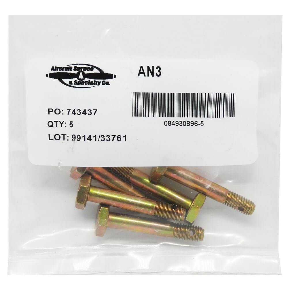 Bolt Drilled AN3-16 (Pack Of 5) | Aircraft Spruce