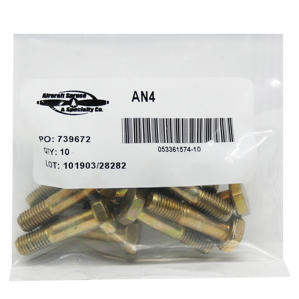 Bolt Undrilled AN4-12A (Pack Of 10) | Aircraft Spruce