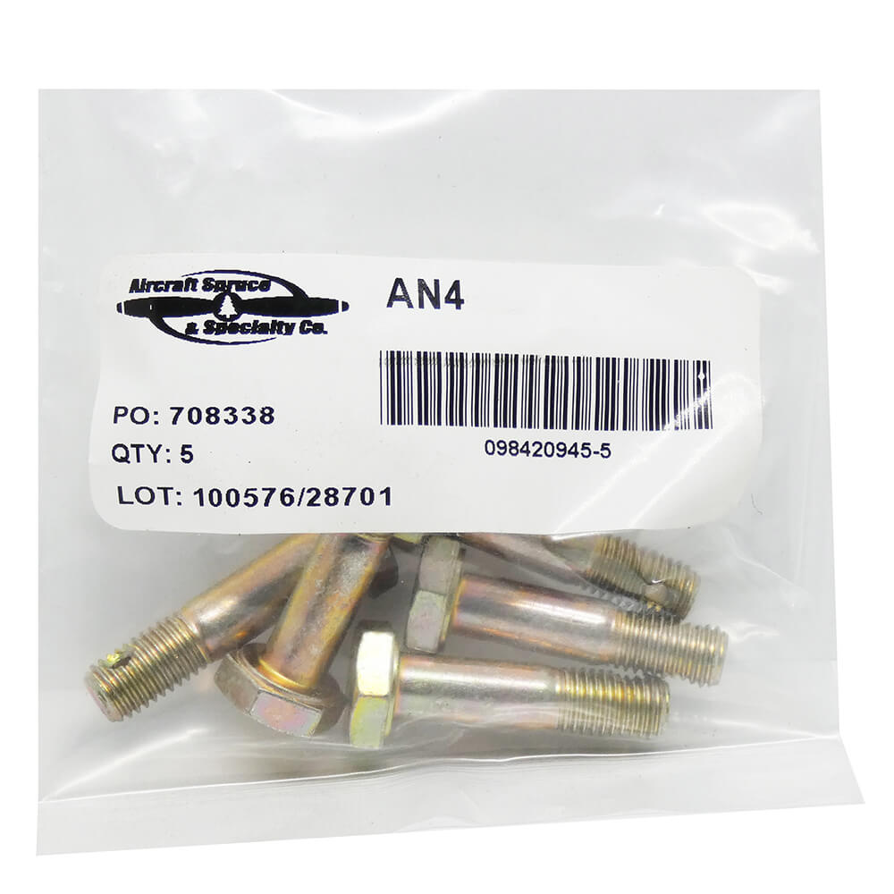 Bolt Undrilled AN4-30A (Pack Of 5) | Aircraft Spruce