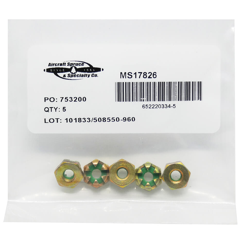 MS17826-3 Castellated Nylon Inserted Hex Nut (Pack Of 5) | Aircraft ...