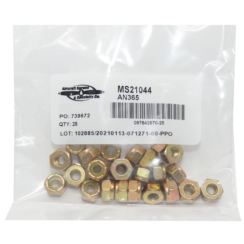 Nut, Elastic Stop MS21044N04 (Pack Of 25) | Aircraft Spruce