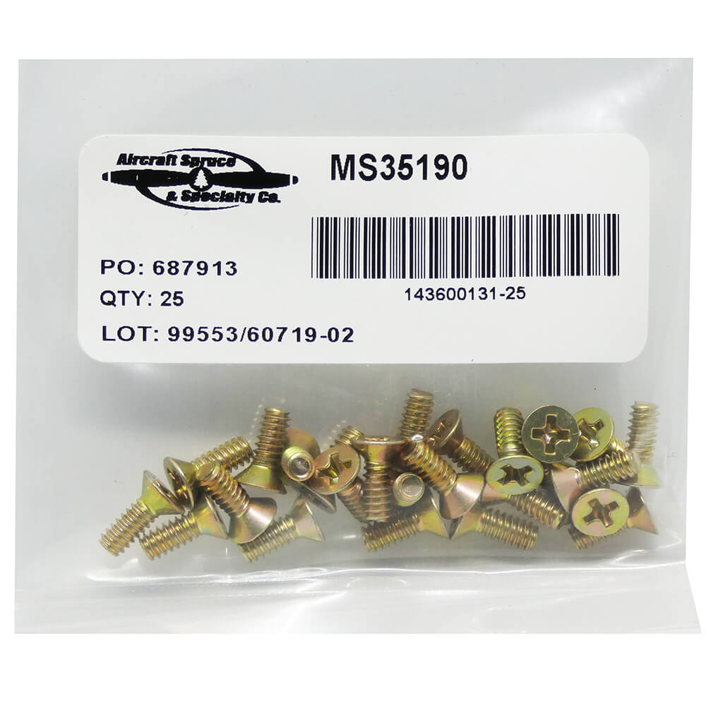 Machine Screw MS35190-253 (Pack Of 25) | Aircraft Spruce