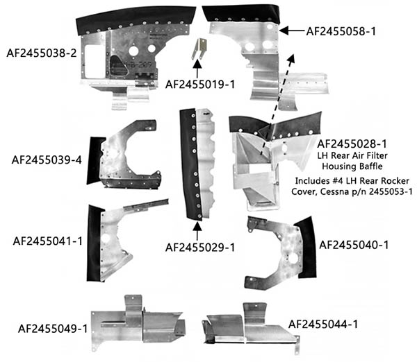 Airforms Inc. Engine Baffle Kit Powder Coated Cowl Saver - C172RG-PCCS | Aircraft Spruce