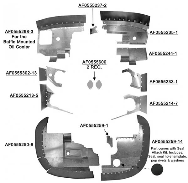 Airforms Inc. Engine Baffle Kit Powder Coated Cowl Saver - C172N-79580PCCS | Aircraft Spruce
