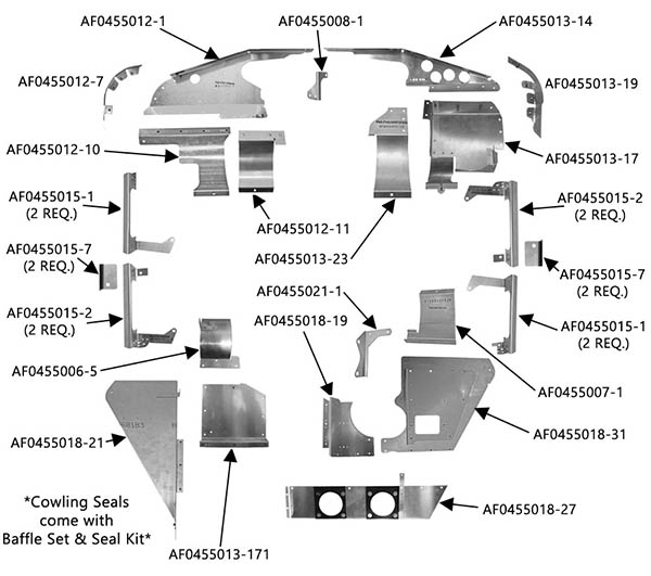 Airforms Inc. Engine Baffle Kit Bare Orange Seals - C152-8386BROR ...