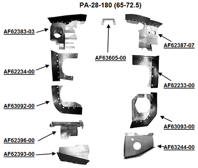 Airforms Inc. Engine Baffle Kit Powder Coated - PA28180-65725PCBK | Aircraft Spruce