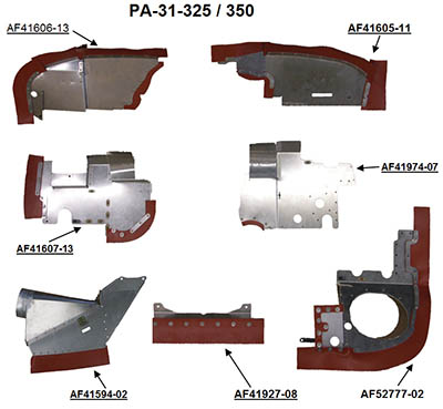 Airforms Inc. Engine Baffle Kit Powder Coated Blue Seals - PA31350-PCBL ...